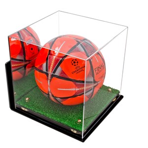 Deluxe Acrylic Soccer Ball Display Case With Risers Mirror, Turf Base ...