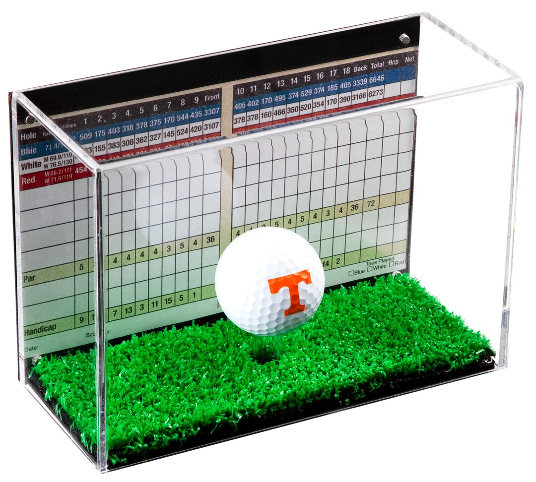 Deluxe Clear Acrylic Golf Ball Display Case With Black Back and Turf ...