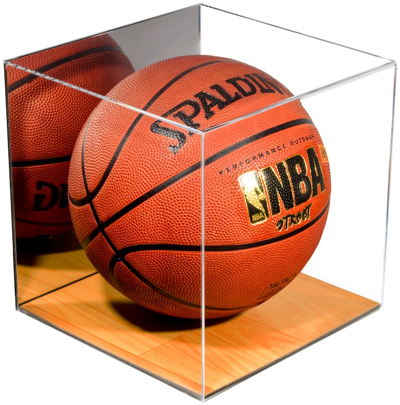 Deluxe Acrylic Full Size Basketball Display Case With Simulated Wood ...