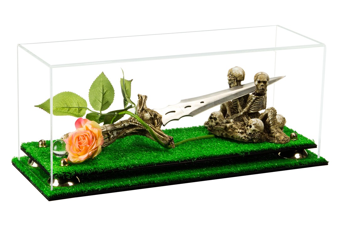 Versatile Clear Acrylic Display Case - Large Rectangle Box With Risers ...