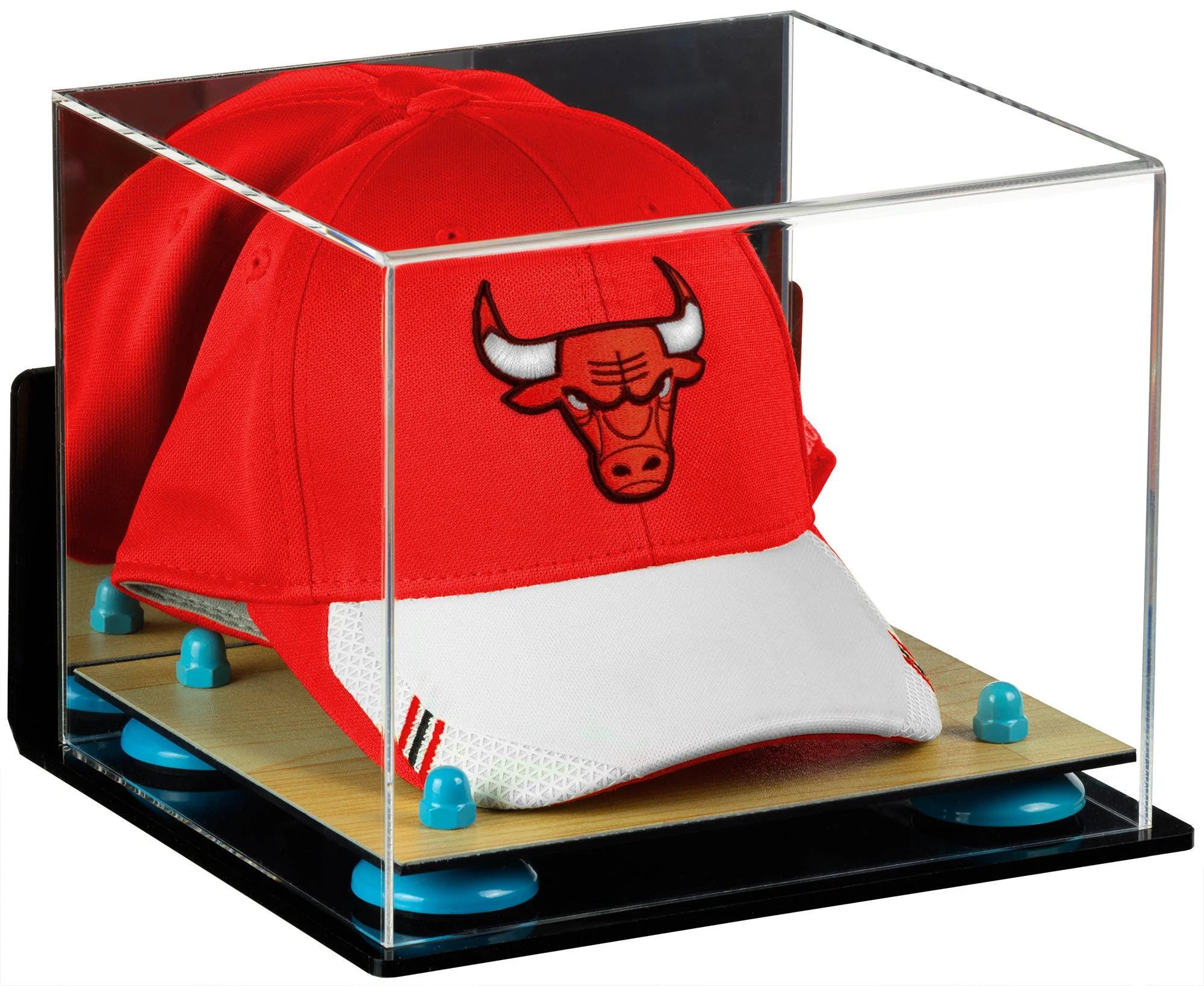 Clear Acrylic Basketball Hat or Cap Display Case With Risers and Wood ...