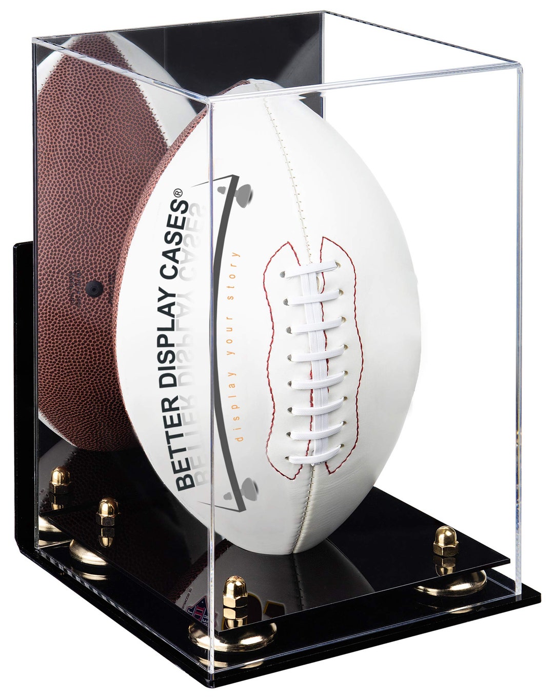 Deluxe Acrylic Football Display Case Vertical With Mirror, Wall Mount ...