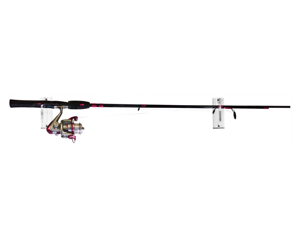 Deluxe Clear Acrylic Fishing Pole Horizontal Wall Mount Bracket (A023-F ...