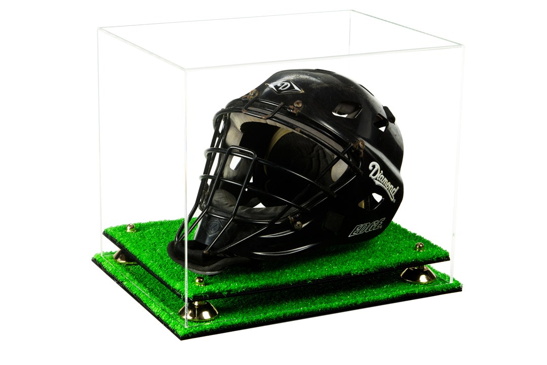 Clear Acrylic Catchers Helmet Display Case With Risers and Turf Base ...