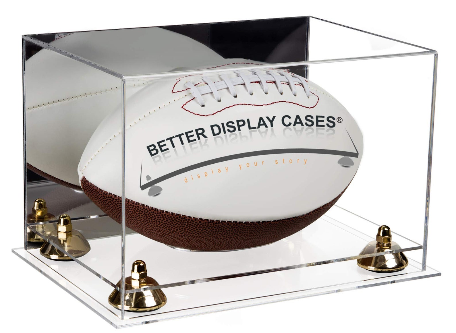 Acrylic Football Display Case With Mirror Risers and Clear - Etsy