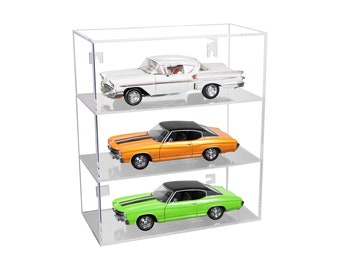 Clear Acrylic Angled 1:64 Diecast Car Display Case Kit With Dust Cover ...