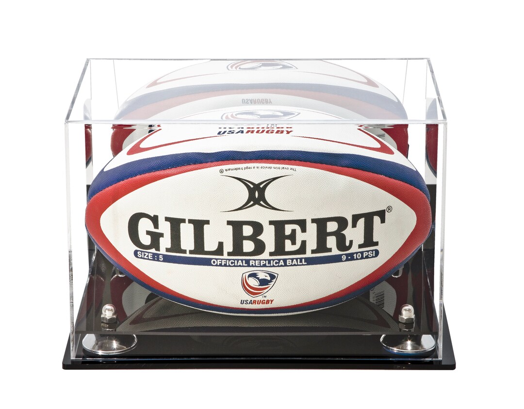 Acrylic Rugby Ball Display Case With Mirror, Wall Mount and Risers A004 ...