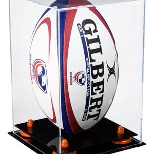 Deluxe Clear Acrylic Rugby Ball Display Case Vertical With Risers A060 ...