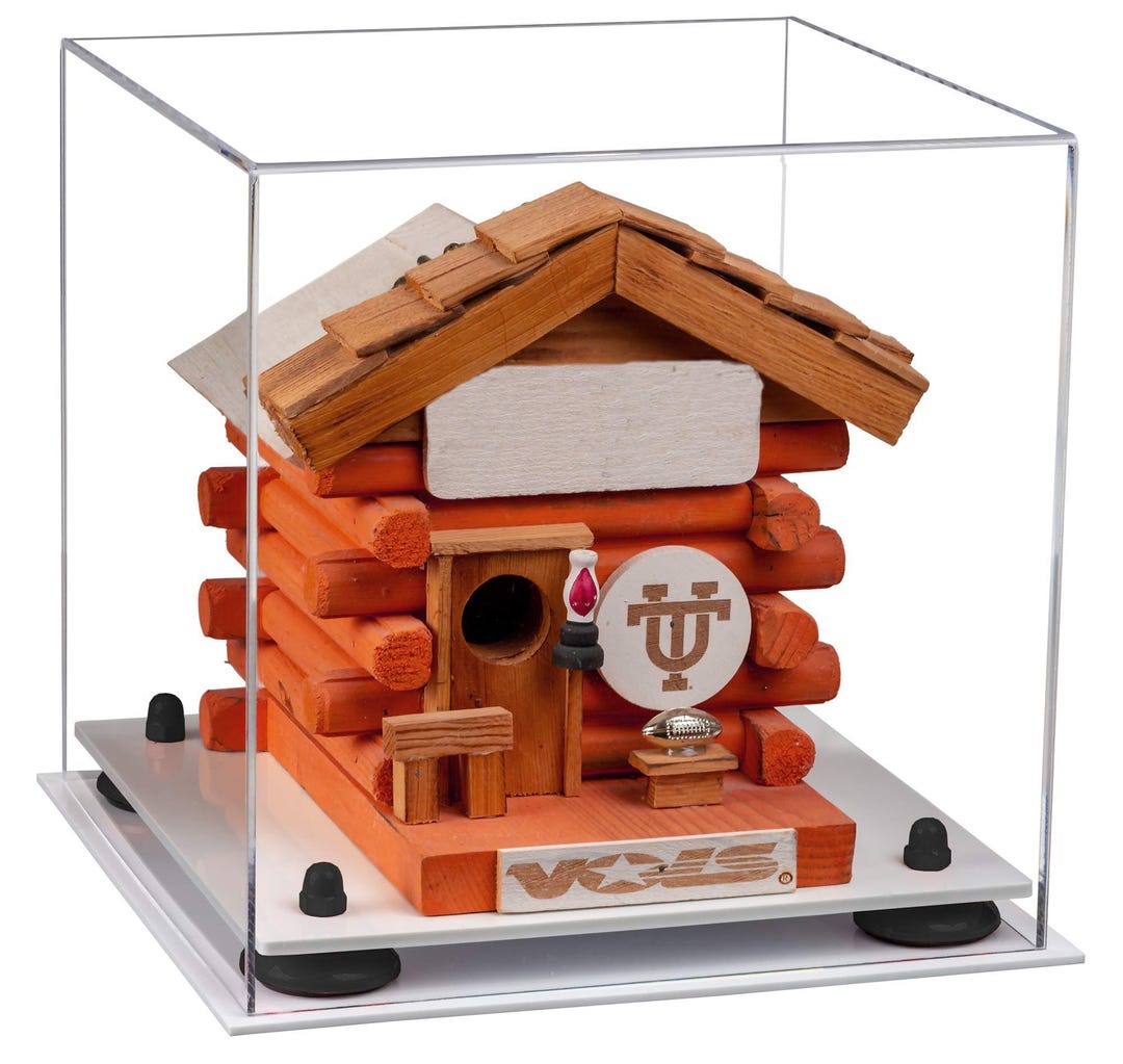 Acrylic Versatile Display Case With Case, Risers, White Base 12" X 12 ...