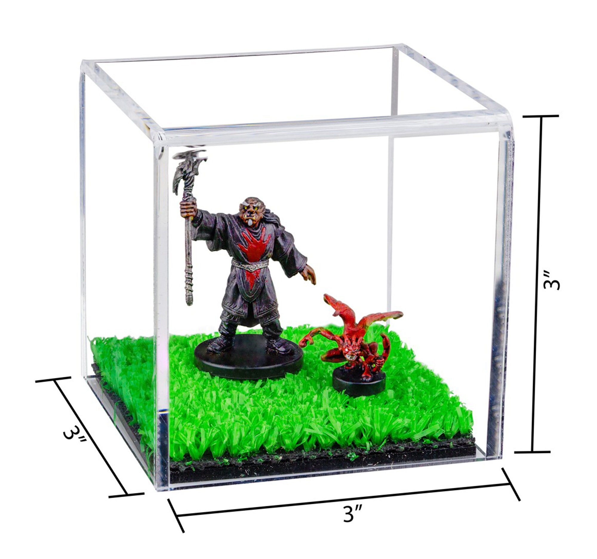 Versatile Deluxe Acrylic Display Case - Small Square Box With Turf ...