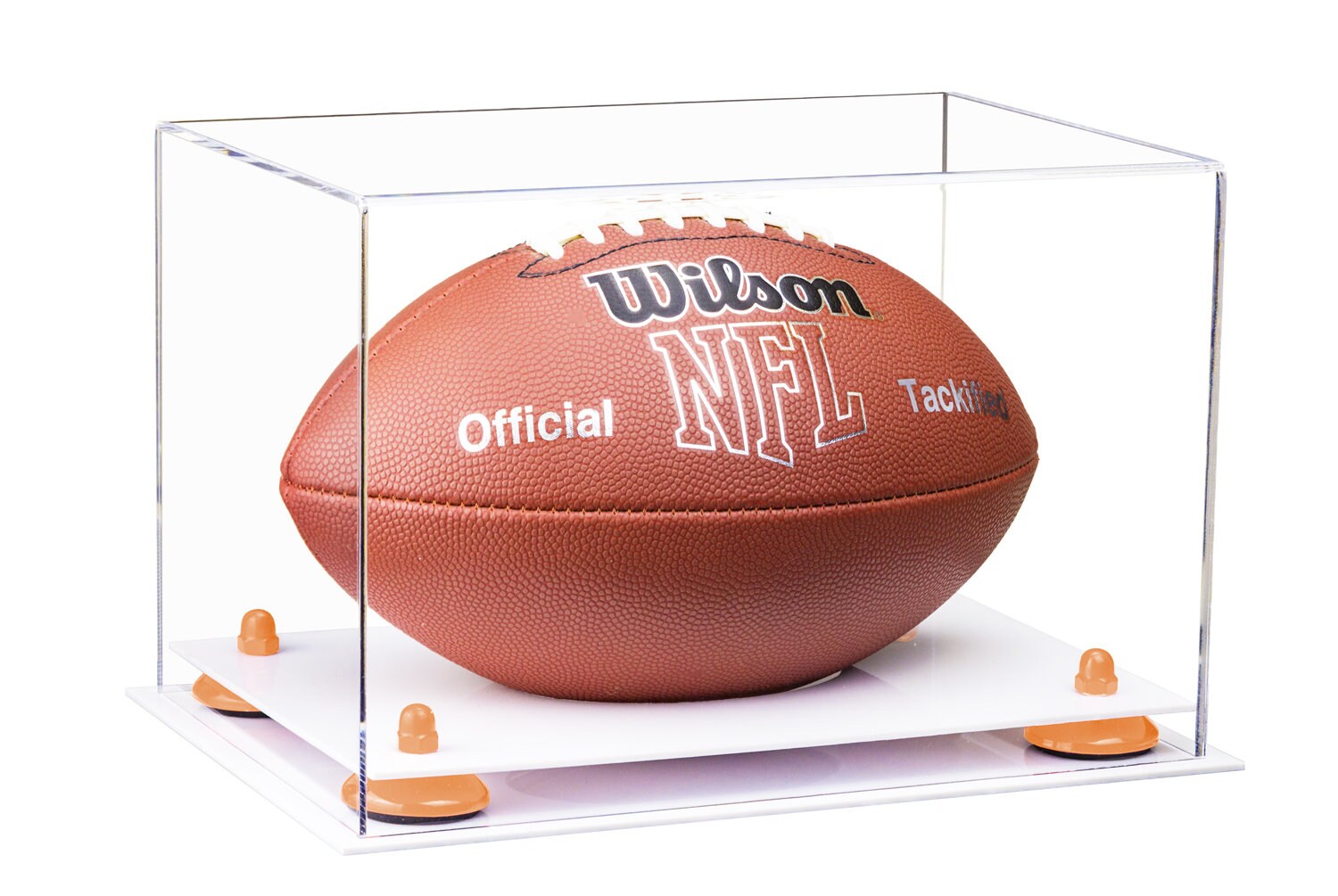 Deluxe Clear Acrylic Football Display Case With Risers and White Base ...