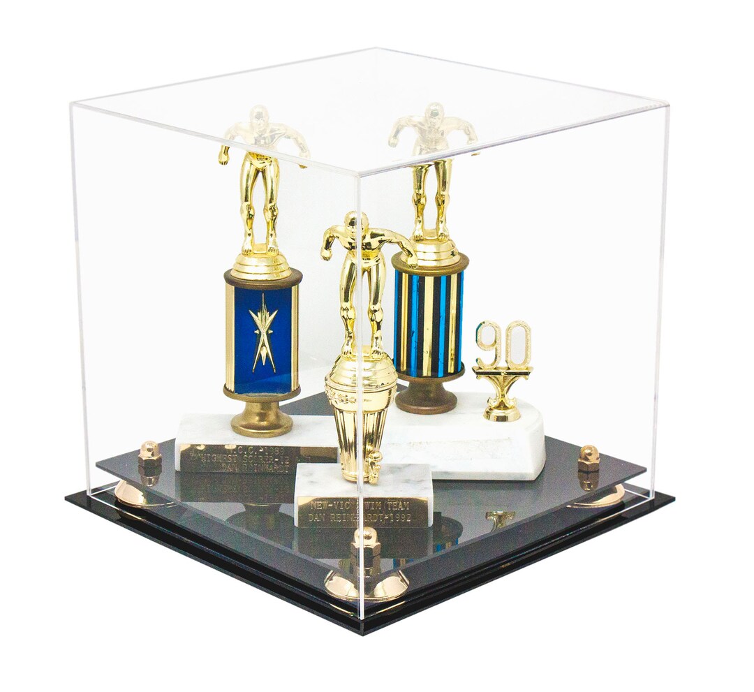 Versatile Clear Acrylic Display Case - Medium Square Box With Risers ...