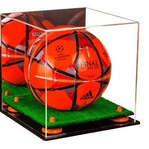 Deluxe Acrylic Soccer Ball Display Case With Risers Mirror, Turf Base ...