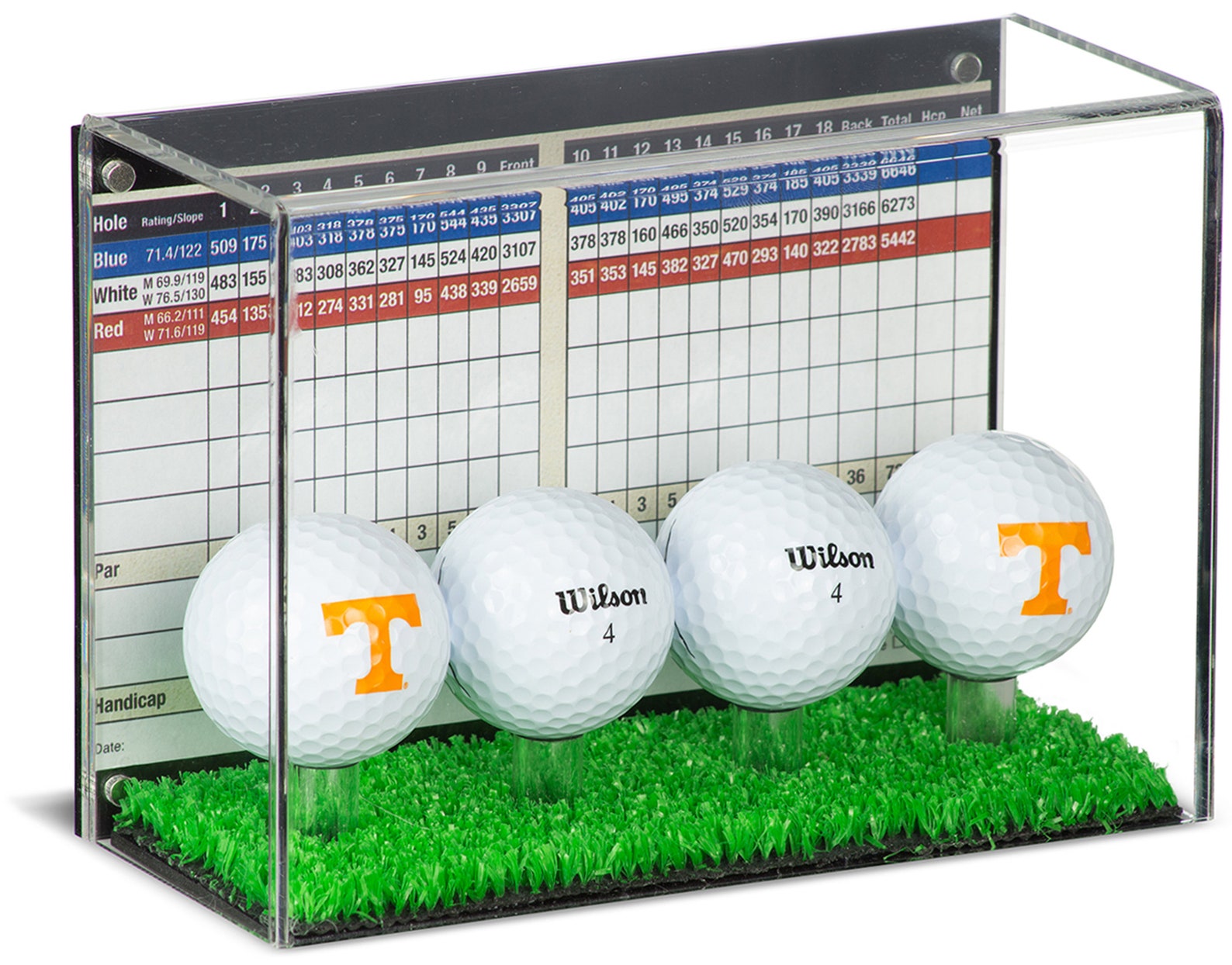 Deluxe Clear Acrylic Golf Ball Display Case With Black Back and Turf ...