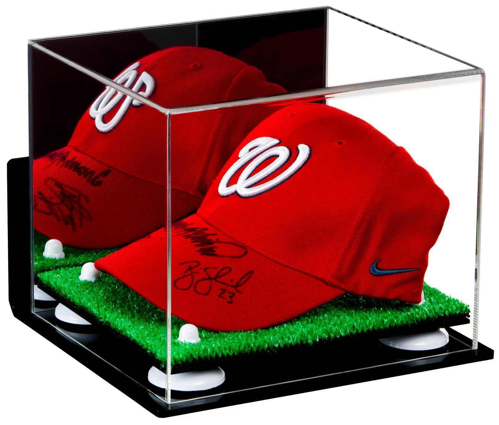 Clear Acrylic Baseball Cap Display Case With Risers and Turf Base (A006 ...