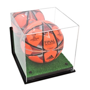 Deluxe Acrylic Soccer Ball Display Case With Risers Mirror, Turf Base ...
