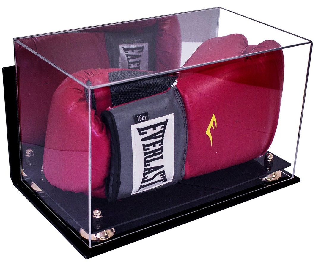 Acrylic Single or Double Boxing Glove Display Case With Risers Mirror ...