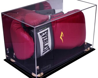 Acrylic Single or Double Boxing Glove Display Case With Risers Mirror ...