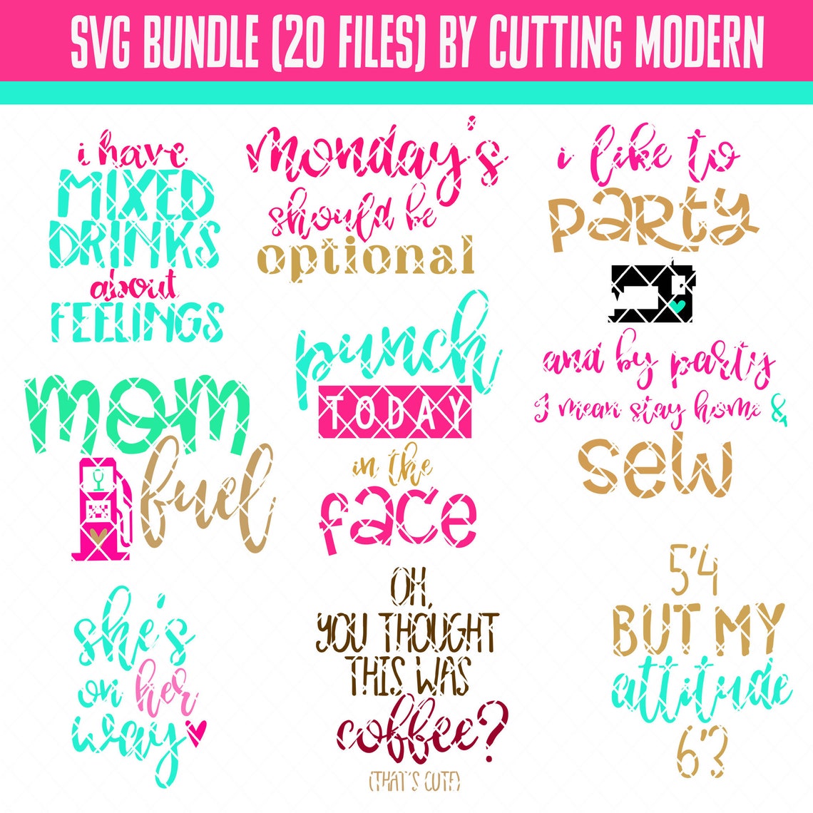 Fun SVG Designs Bundle July 2017 Release Silhouette Cameo | Etsy