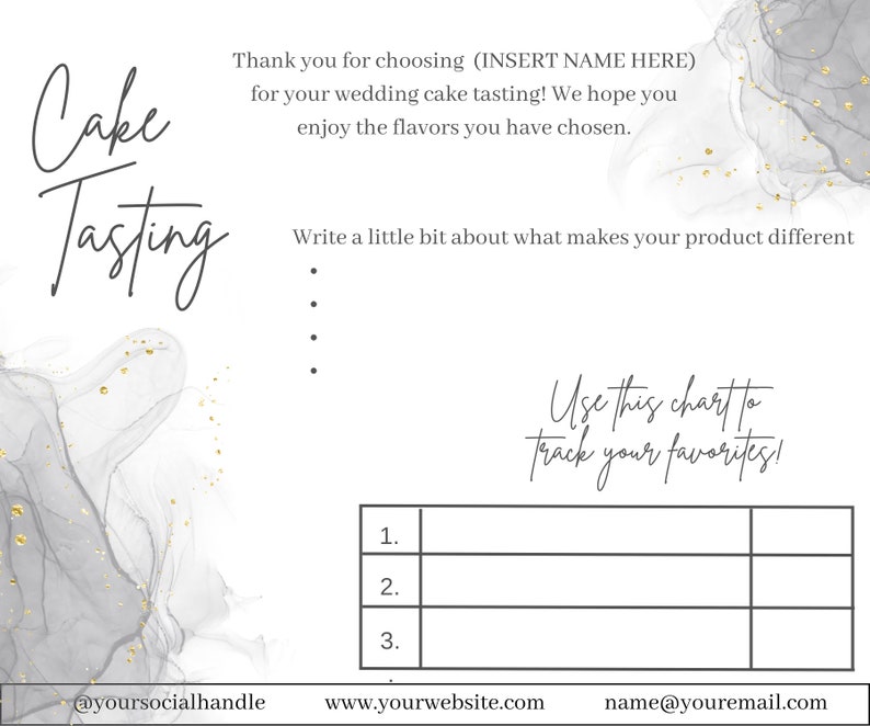 Wedding Cake Tasting Forms - Etsy