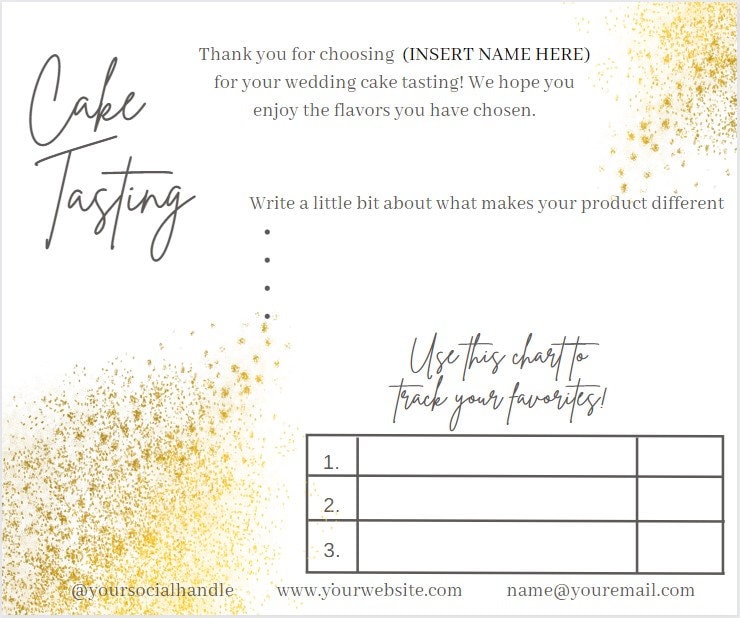 Wedding Cake Tasting Forms - Etsy