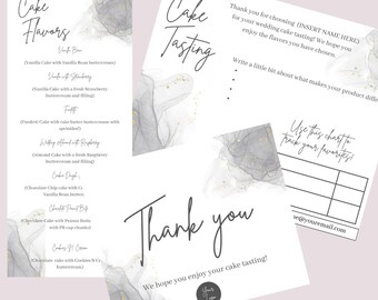 Cake Tasting Card, Wedding Cake Consultation Card, Printable PDF ...