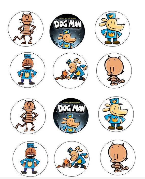 Dog Man Cupcake Toppers 2 Round | Etsy