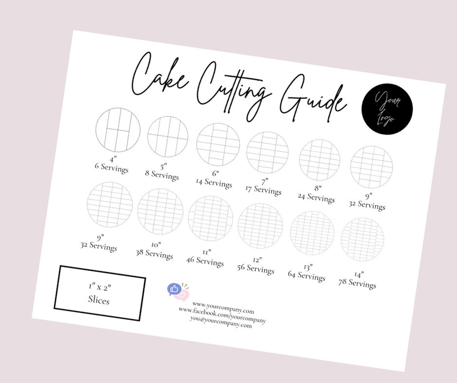Cake Cutting Guide 1" X 2" Slices -editable-minimal Design - Etsy
