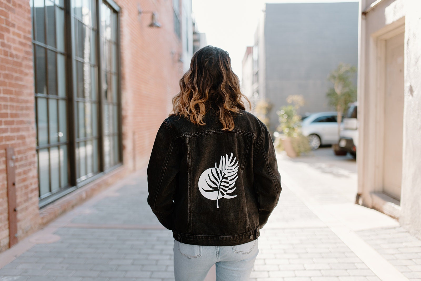Geometric Black Screen Printed Denim Jean Jacket Plant Lover - Etsy Canada