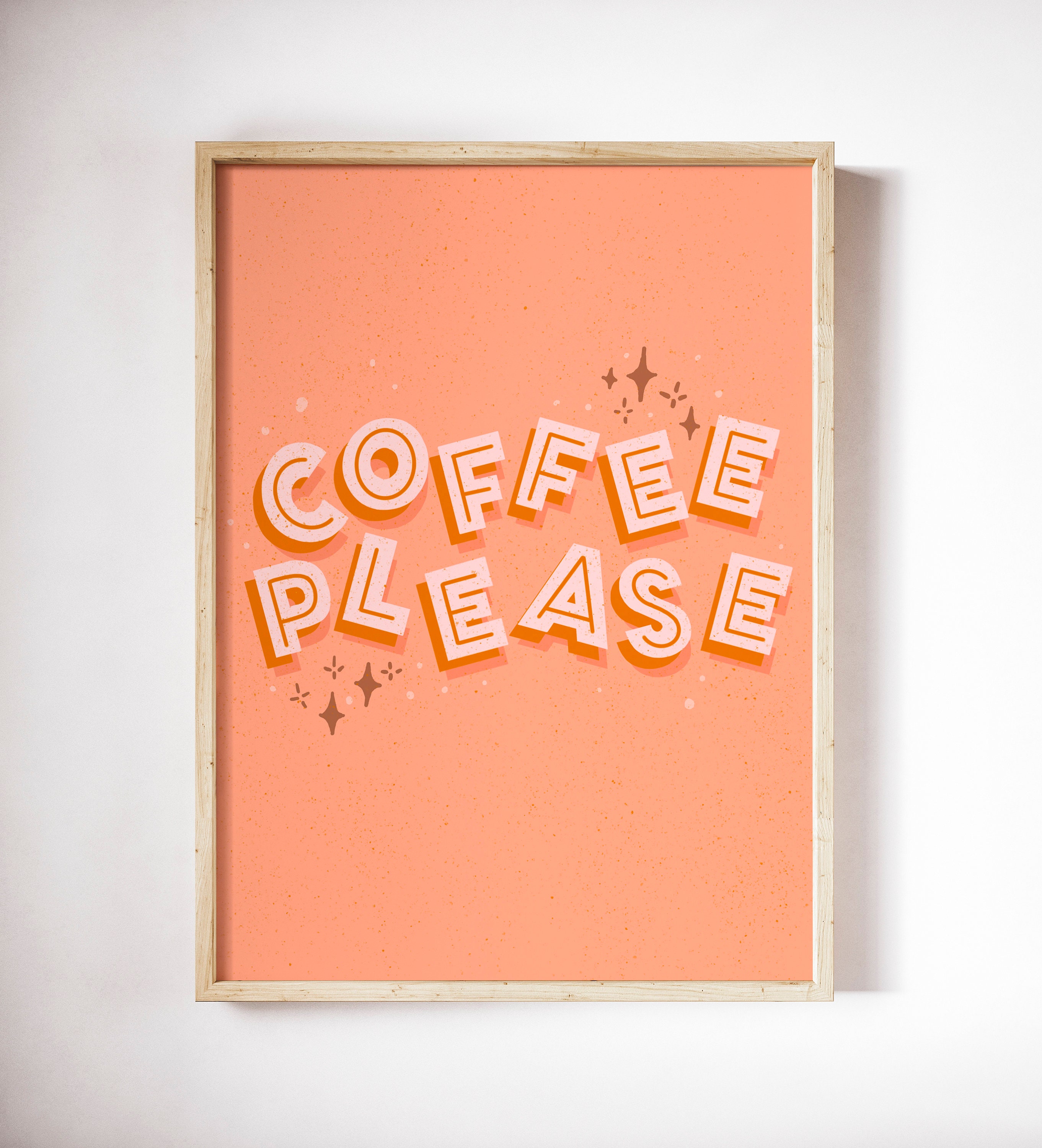 Coffee Please Hand-lettered Illustration Print, Typography Art Print ...