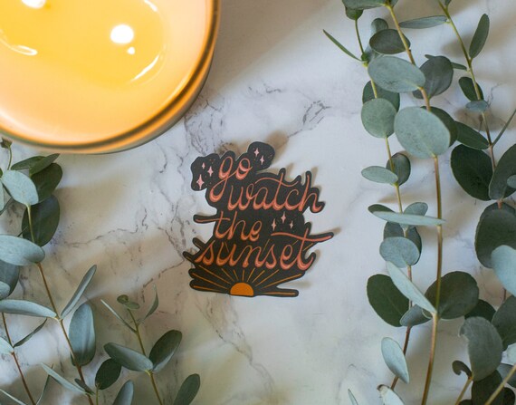 Sunset Hand Lettering Weatherproof Die Cut Sticker Outdoor | Etsy