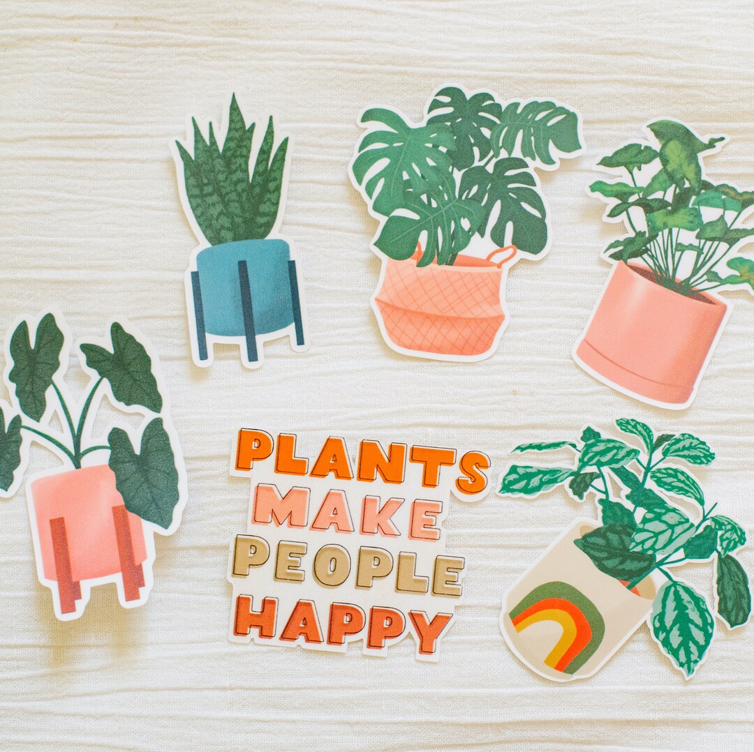 Plant Lover Sticker Pack, Illustration Weatherproof Die Cut Stickers ...