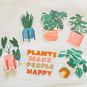 Plant Lover Sticker Pack, Illustration Weatherproof Die Cut Stickers ...