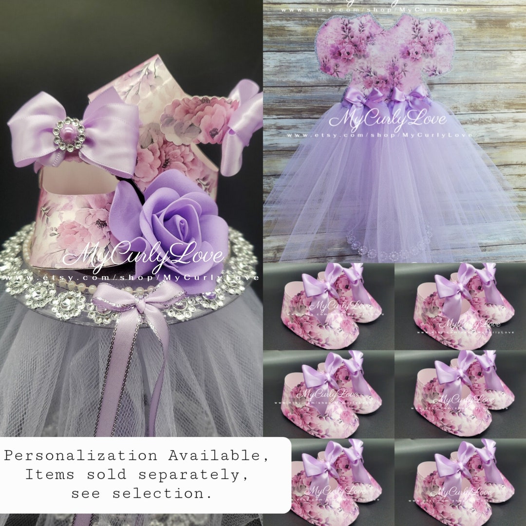 Purple Lavender Girl Baby Shower Centerpiece Purple Silver Baby Decor ...