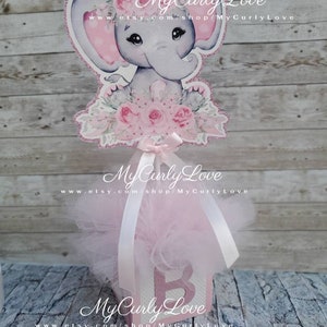 Girl Centerpiece Baby Shower Pink Elephant Baby Shower Pink Silver ...