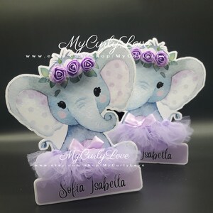 Set of 2 Standee Lavender Elephant Centerpieces Lavender Elephant Baby ...