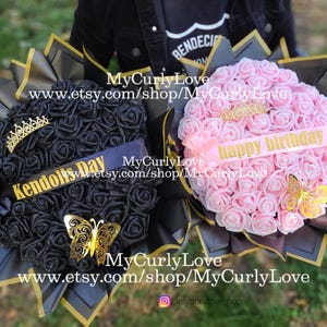 Purple Glitter Roses Bouquet Foam Roses With Glitter Bouquet Ramo ...