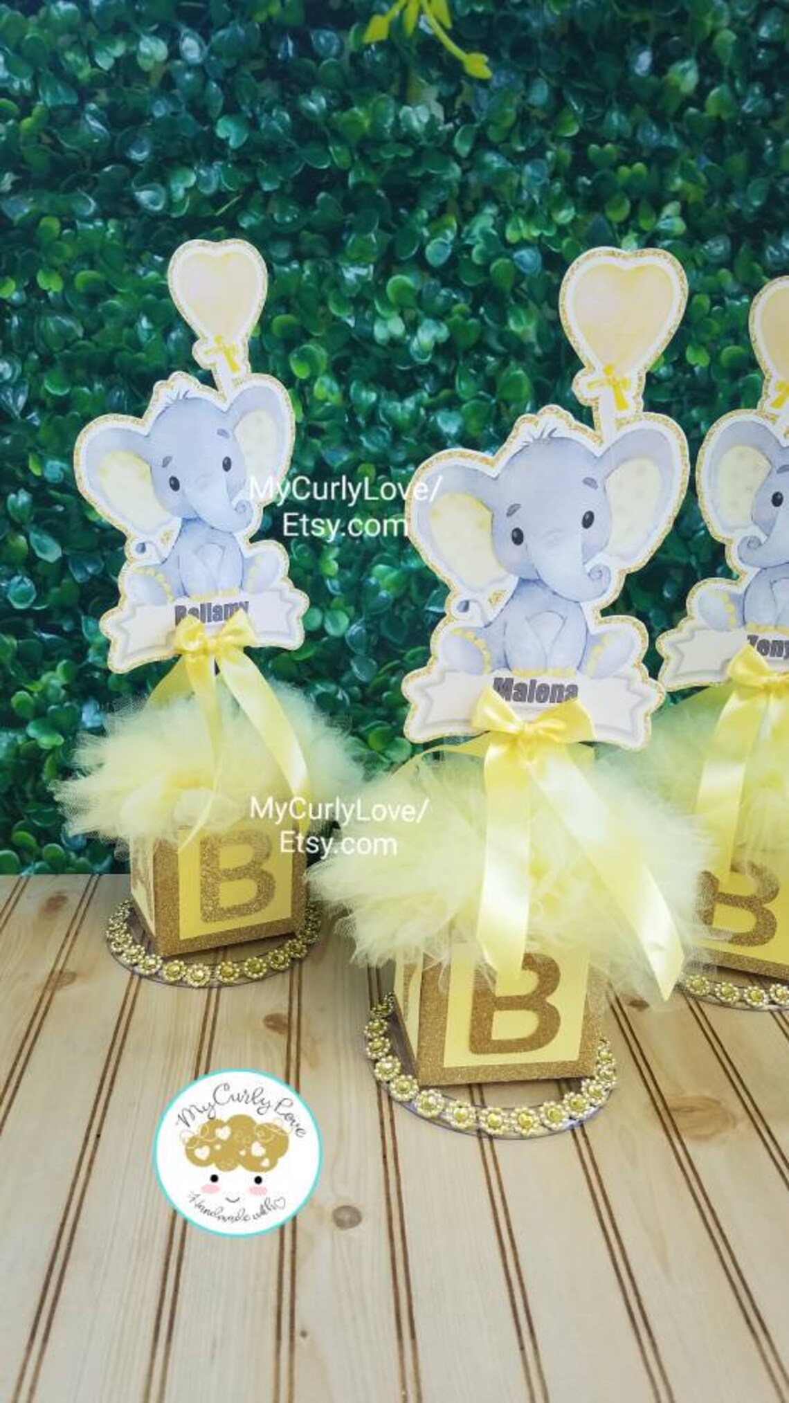 Yellow Elephant Baby Shower Centerpiece Neutral Elephant Baby | Etsy