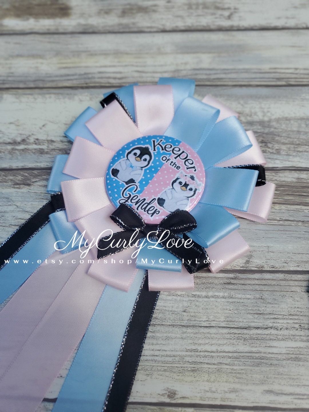 Penguin Keeper Of The Gender Pin Pink Blue Gender Reveal Penguin Gender