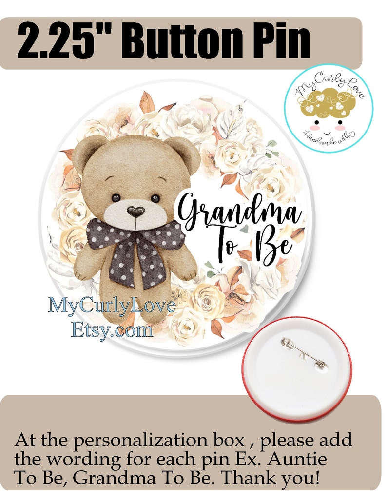 Teddy Bear Baby Shower Favors Bear Baby Shower Button Pins - Etsy