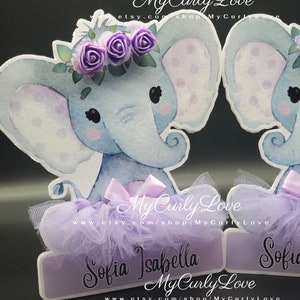 Set of 2 Standee Lavender Elephant Centerpieces Lavender Elephant Baby ...