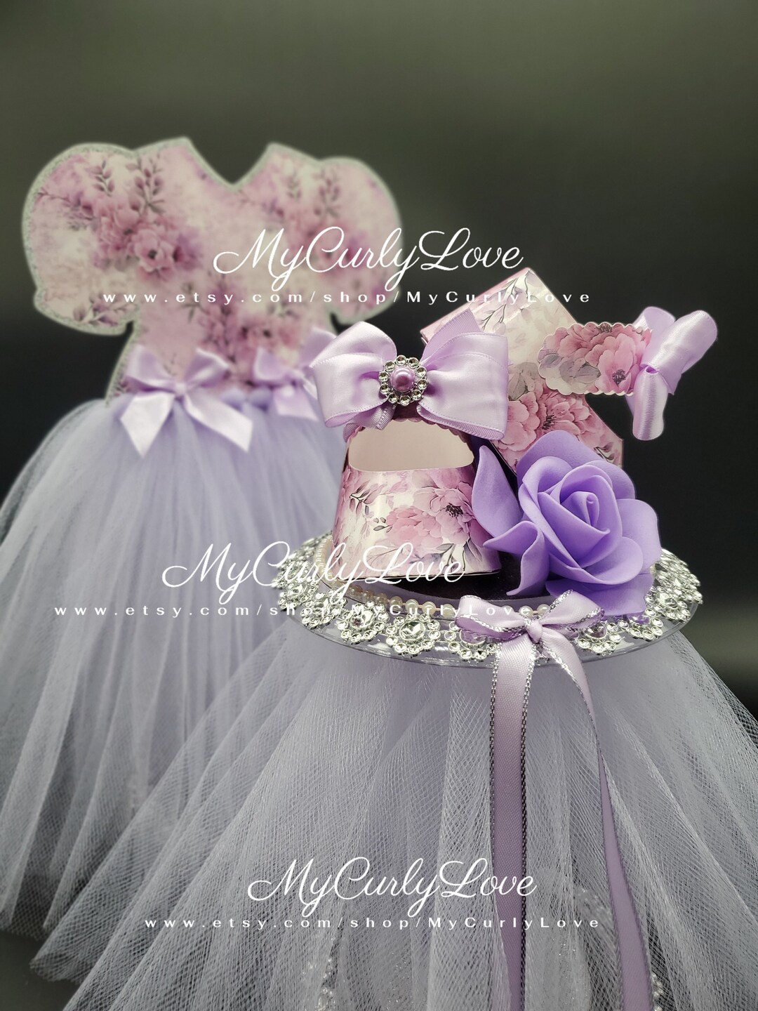 Purple Lavender Girl Baby Shower Centerpiece Purple Silver Baby Decor ...