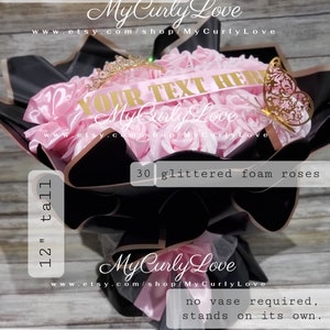 Purple Glitter Roses Bouquet Foam Roses With Glitter Bouquet Ramo ...