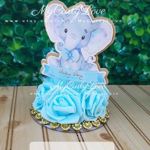 Boy Baby Shower Centerpiece Decoration Elephant Centerpiece Baby Boy ...