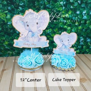Boy Baby Shower Centerpiece Decoration Elephant Centerpiece Baby Boy ...