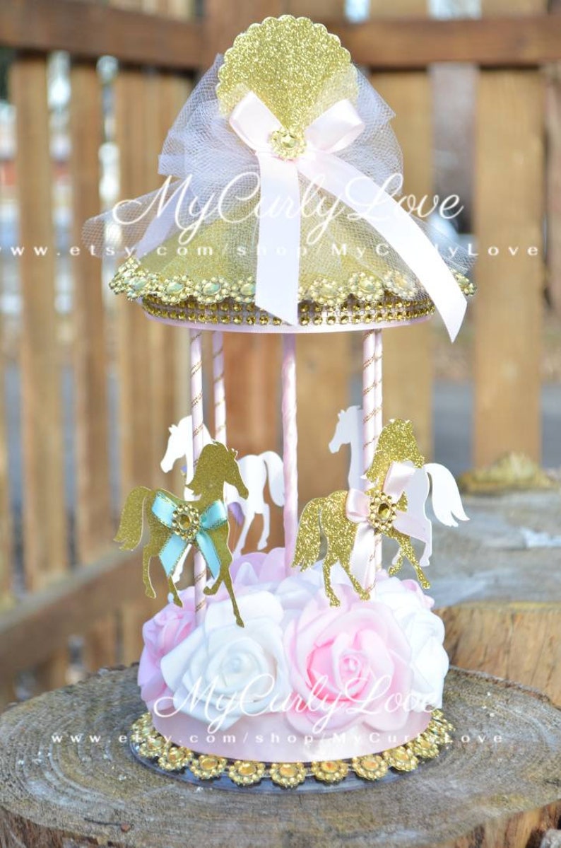 Carousel Centerpiece/pink and Gold Carousel | Etsy