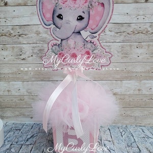 Girl Centerpiece Baby Shower Pink Elephant Baby Shower Pink Silver ...