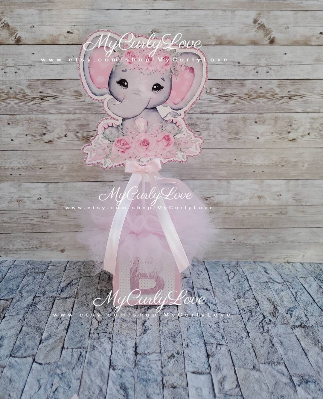 Girl Centerpiece Baby Shower Pink Elephant Baby Shower Pink Silver ...