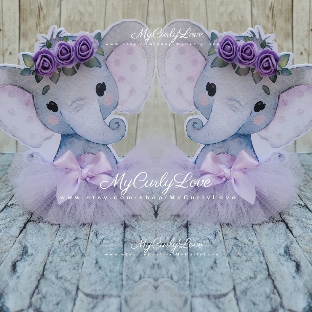 Set of 2 Standee Lavender Elephant Centerpieces/lavender - Etsy