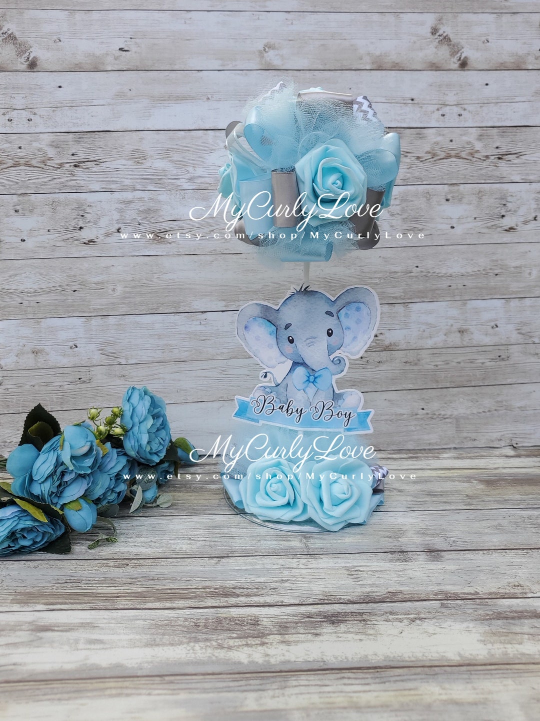 Boy Elephant Centerpiece Boy Baby Shower Elephant Shower Little Peanut ...